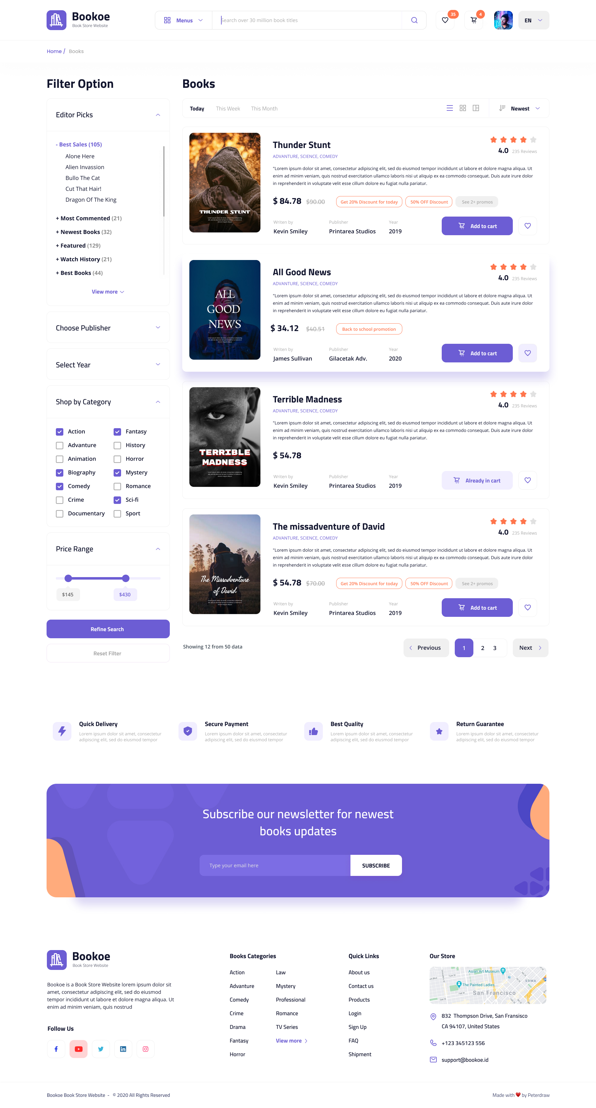 Bookoe - Book Store Website UI Design Figma Template by peterdraw | ThemeForest